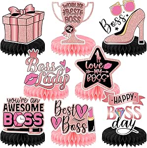 Amazon.com: Boss Day Decorations Honeycomb Centerpieces, 8pcs Pink Lady ...