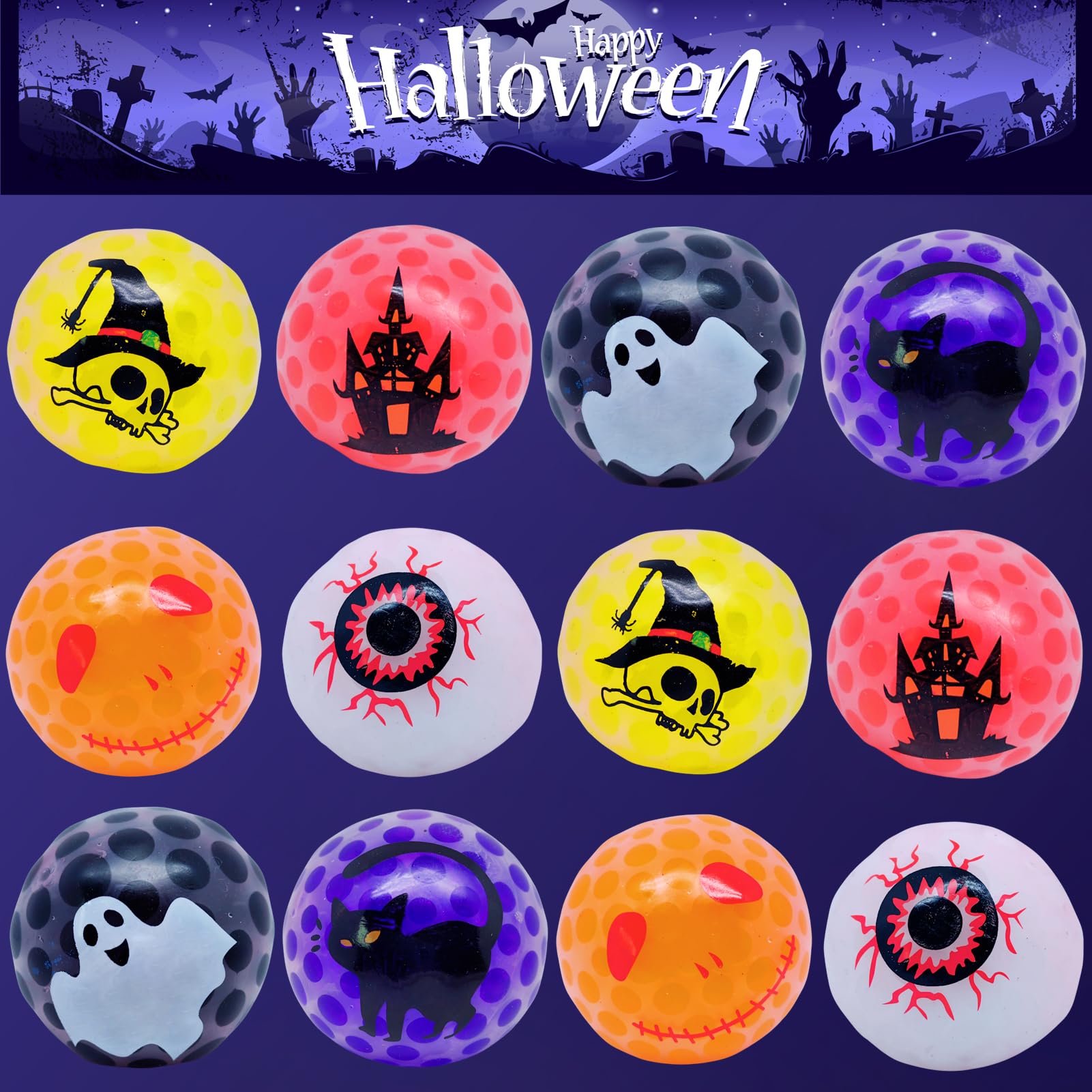 Kryfa Halloween Mochi Squishy Toys, 12 Pcs Jumbo Halloween Stress ...
