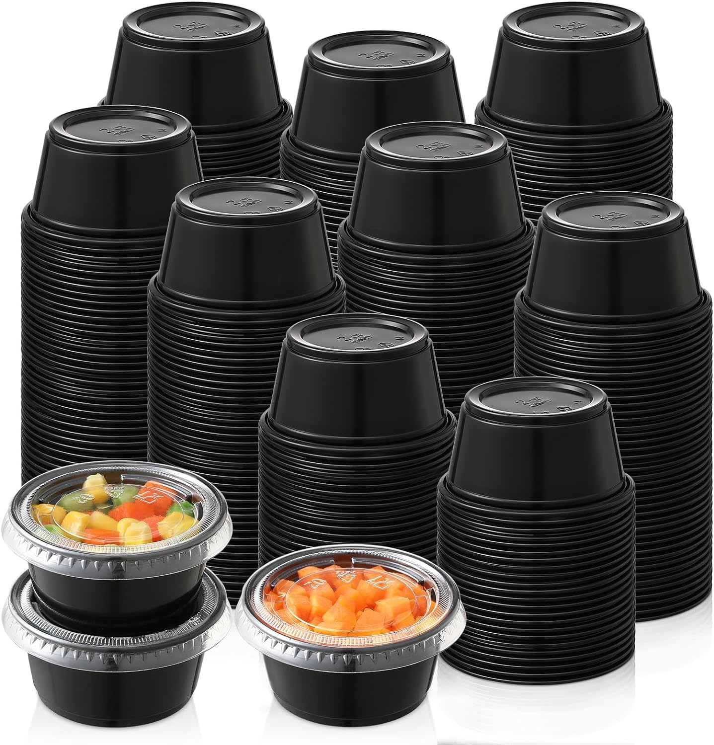 Amazon.com: SUCITY 2oz Black Condiment Cups with Lids, (50 Pack) Jello ...