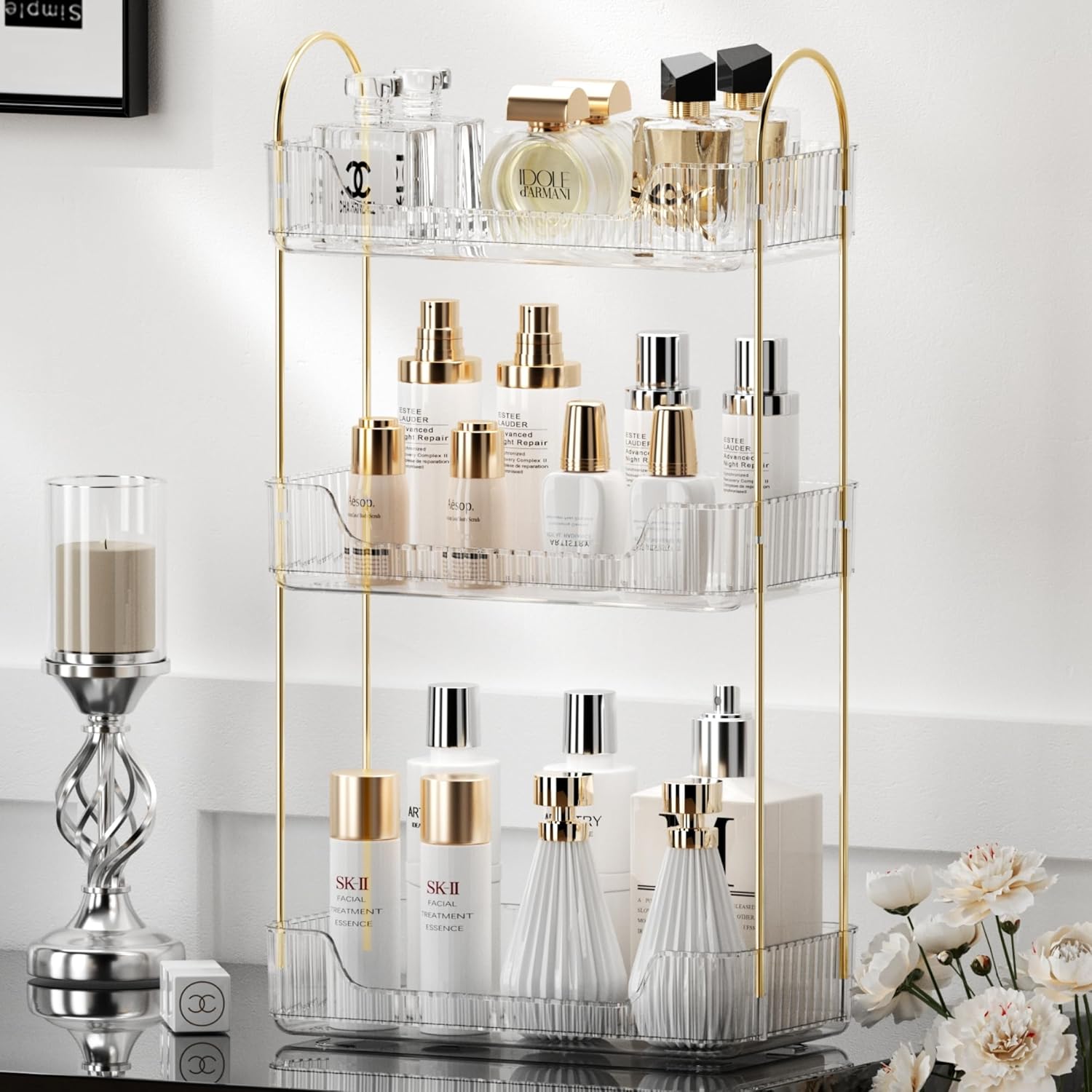 Amazon.com: YCIA&DONE Bathroom Organizer Countertop 3 Tiers, Makeup ...