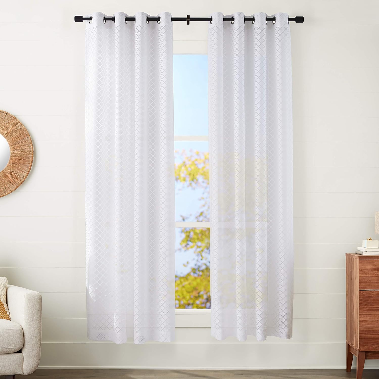 Amazon.com: Amazon Basics Sheer Window Panel Pair with Grommets - 50" x ...