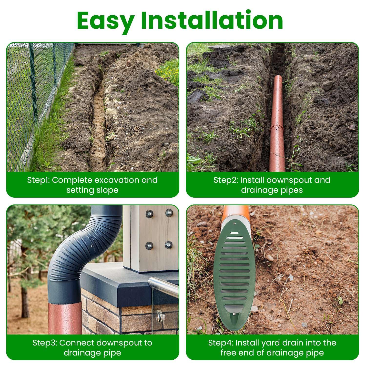 Down Spout Extension Yard Drain Grate Promotion!4Inch Angled Drainage ...