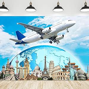 Amazon.com : Fabric Global Travel Backdrop Airplane Map Travel Themed ...