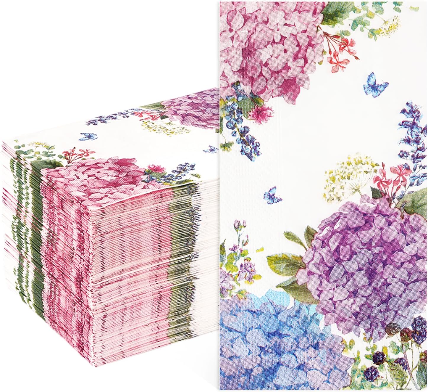 Amazon.com: Janlaugh 100 Pcs Blue Hydrangea Napkins 3 Ply Disposable ...
