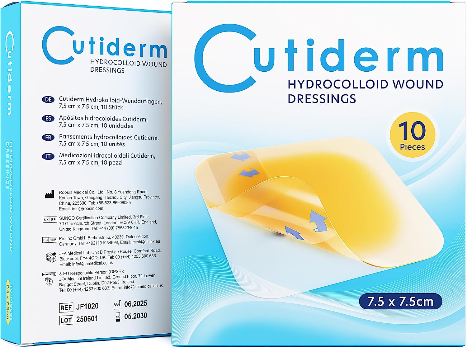 Cutiderm Bordered Hydrocolloid Dressings 7.5 x 7.5 cm - Pack of 10 ...