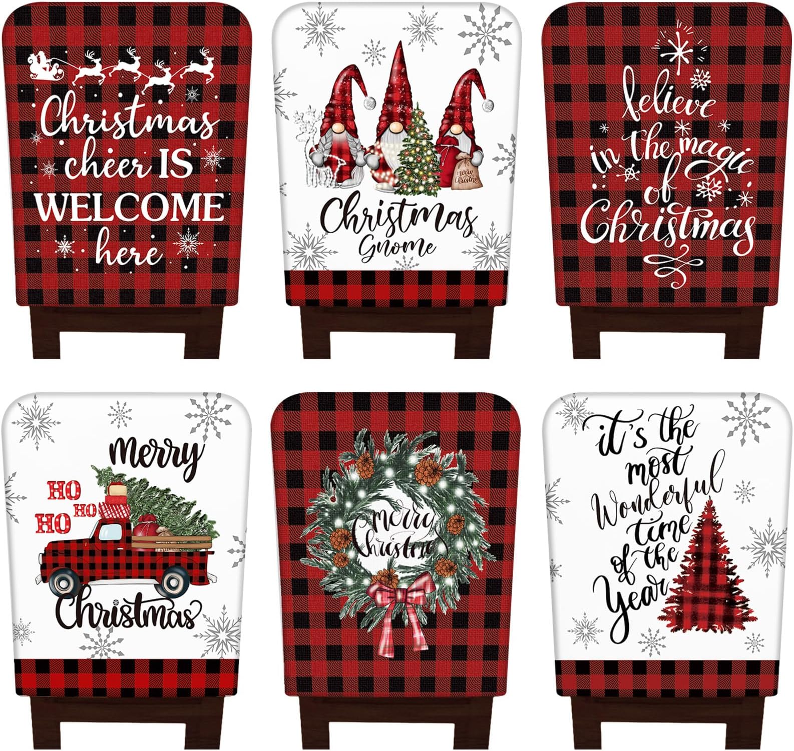 Amazon.com: Whaline 6Pcs Christmas Chair Covers Xmas Tree Snowman ...