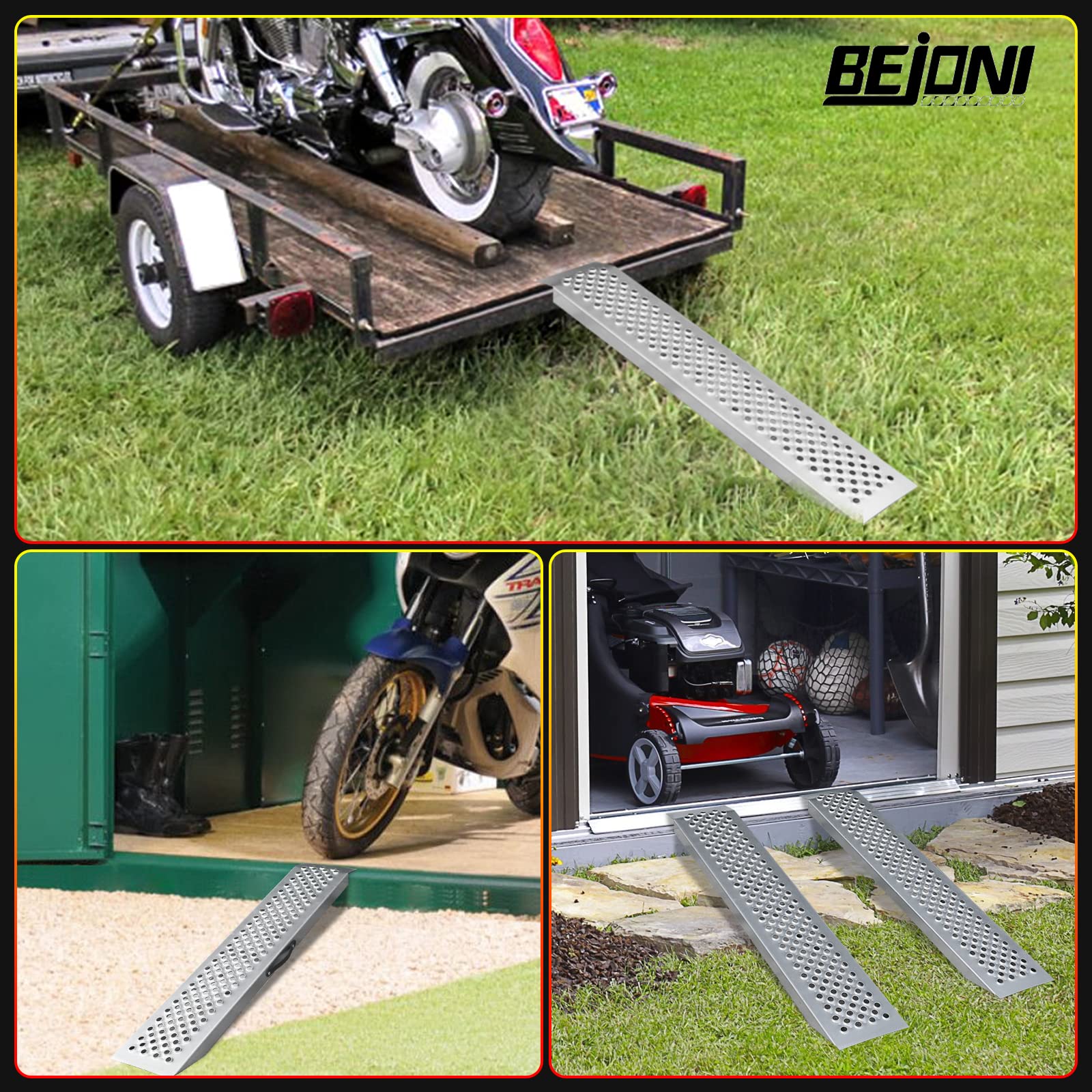 BEJONI 47" Steel Threshold Ramp, Anti-Slip Ramp for Motorcycle, Dirt ...