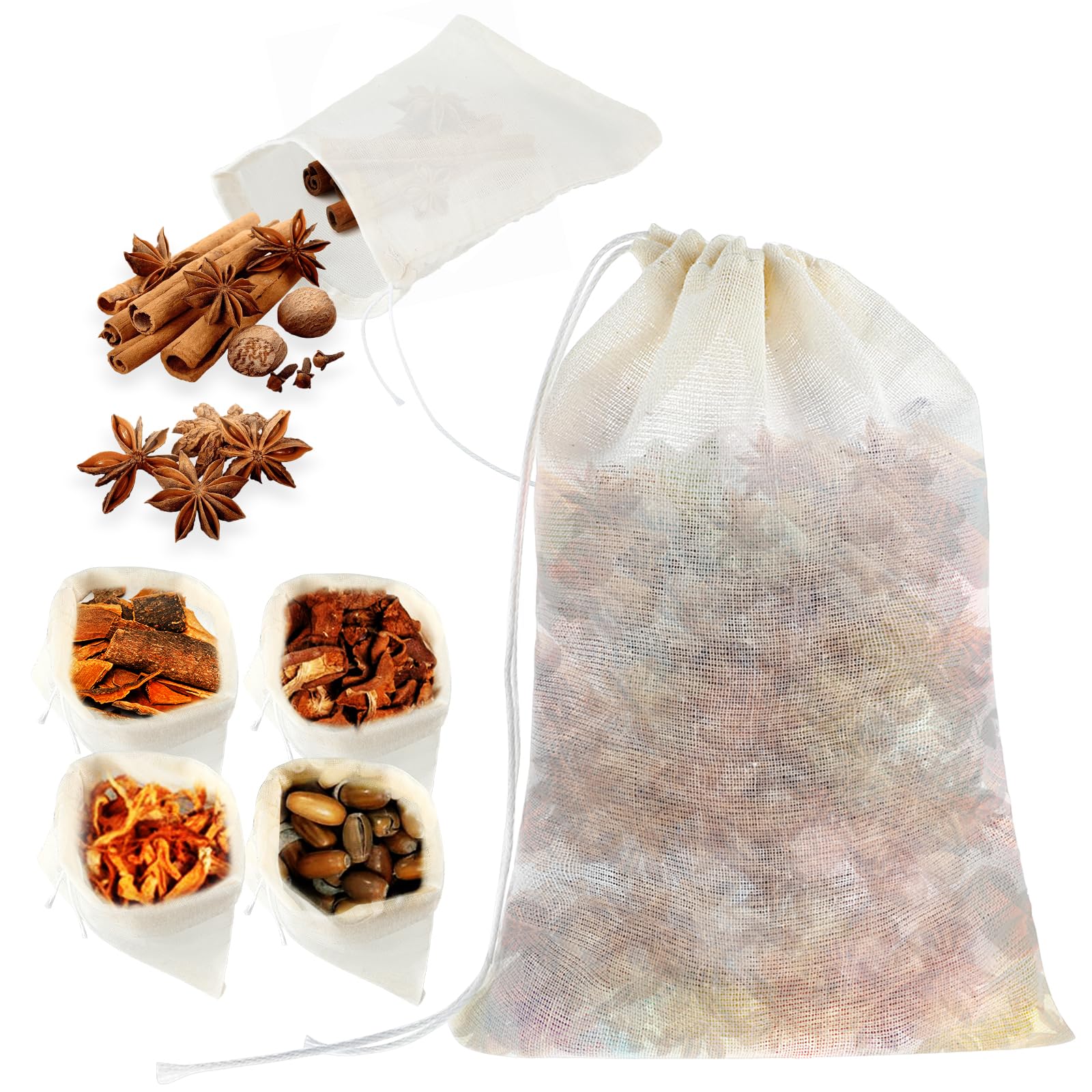24 PCS Spice Bags for Cooking, 5.9x3.9in Fabric Drawstring Pho Soup ...