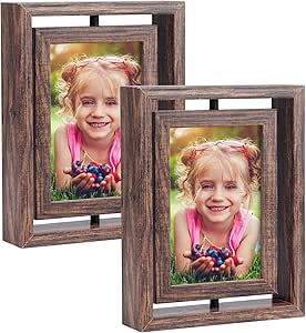 Amazon.com - EXYGLO 2 Pack 4X6 Picture Frames Rotating Floating Photo ...