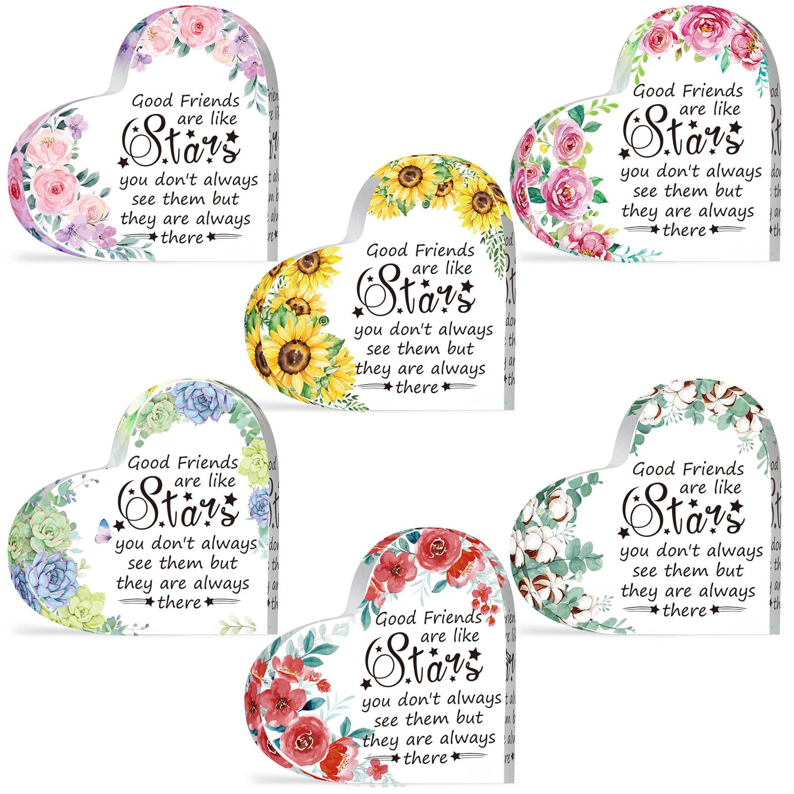 Barydat 6 Pieces Good Friend Gifts Paperweight Keepsakes, Long Distance ...