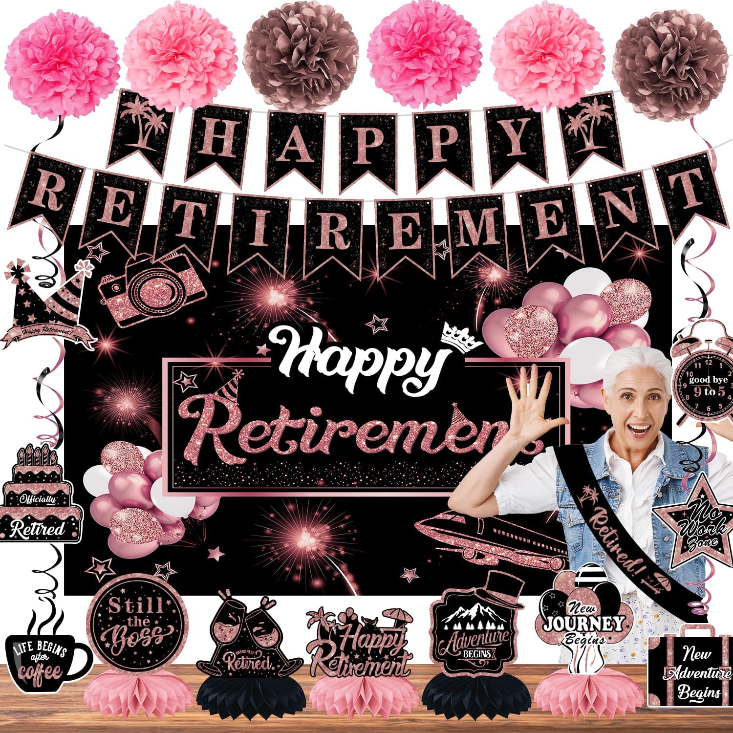 Amazon.com: Happy Retirement Party Decorations Kit for Women, 20PCS ...