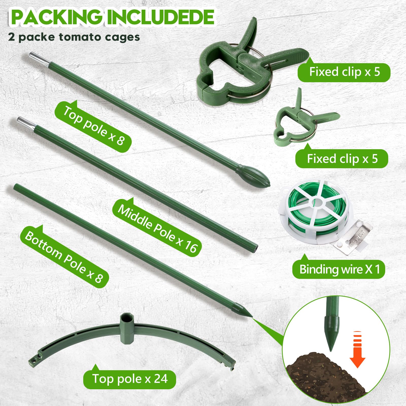 Snapklik.com : 2 Pack Tomato Cages For Garden, Up To 55.5 Inch ...