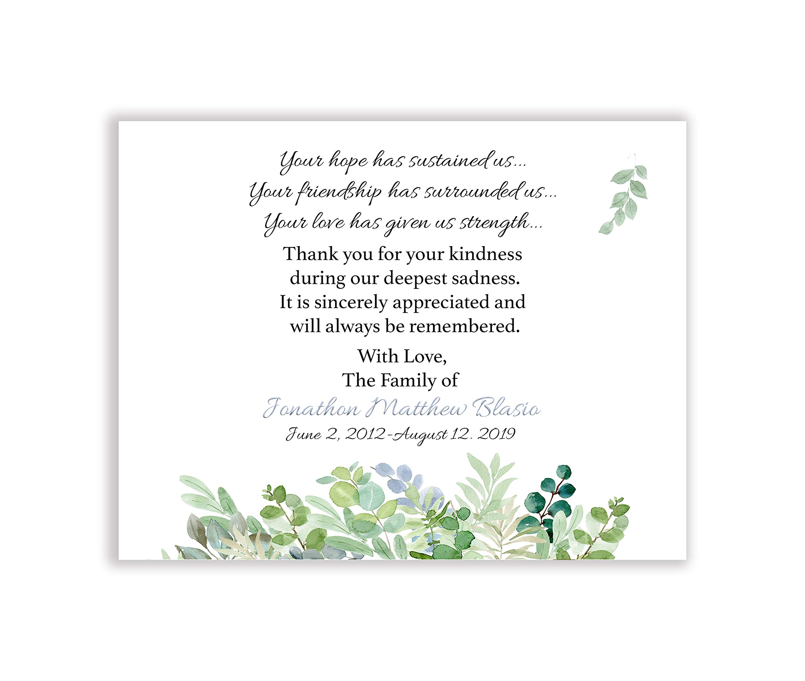 Funeral Acknowledgement Examples Funeral Thank You Cards Wording