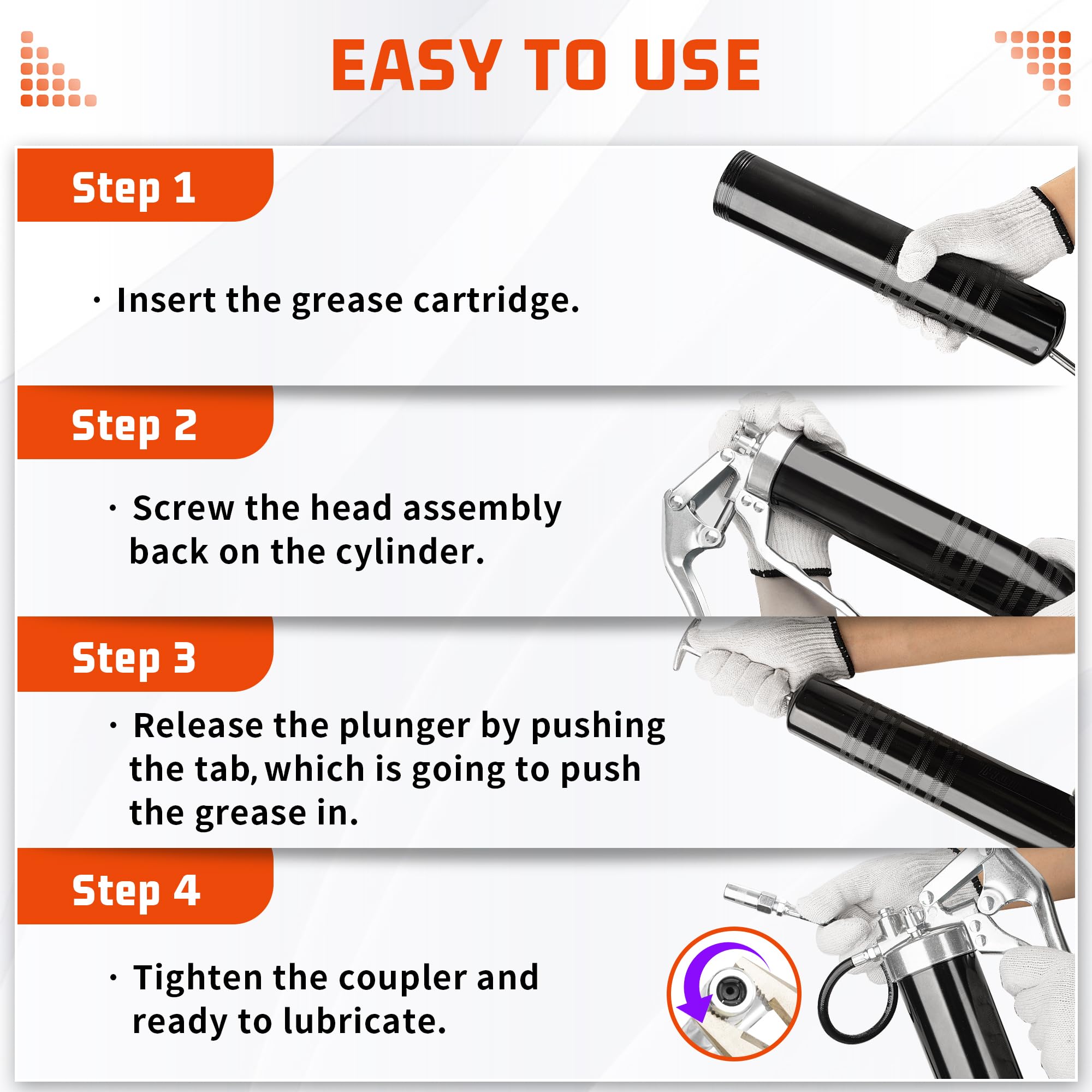 Snapklik.com : Grease Gun, 8000 PSI Heavy Duty Pistol Grip Grease Gun ...