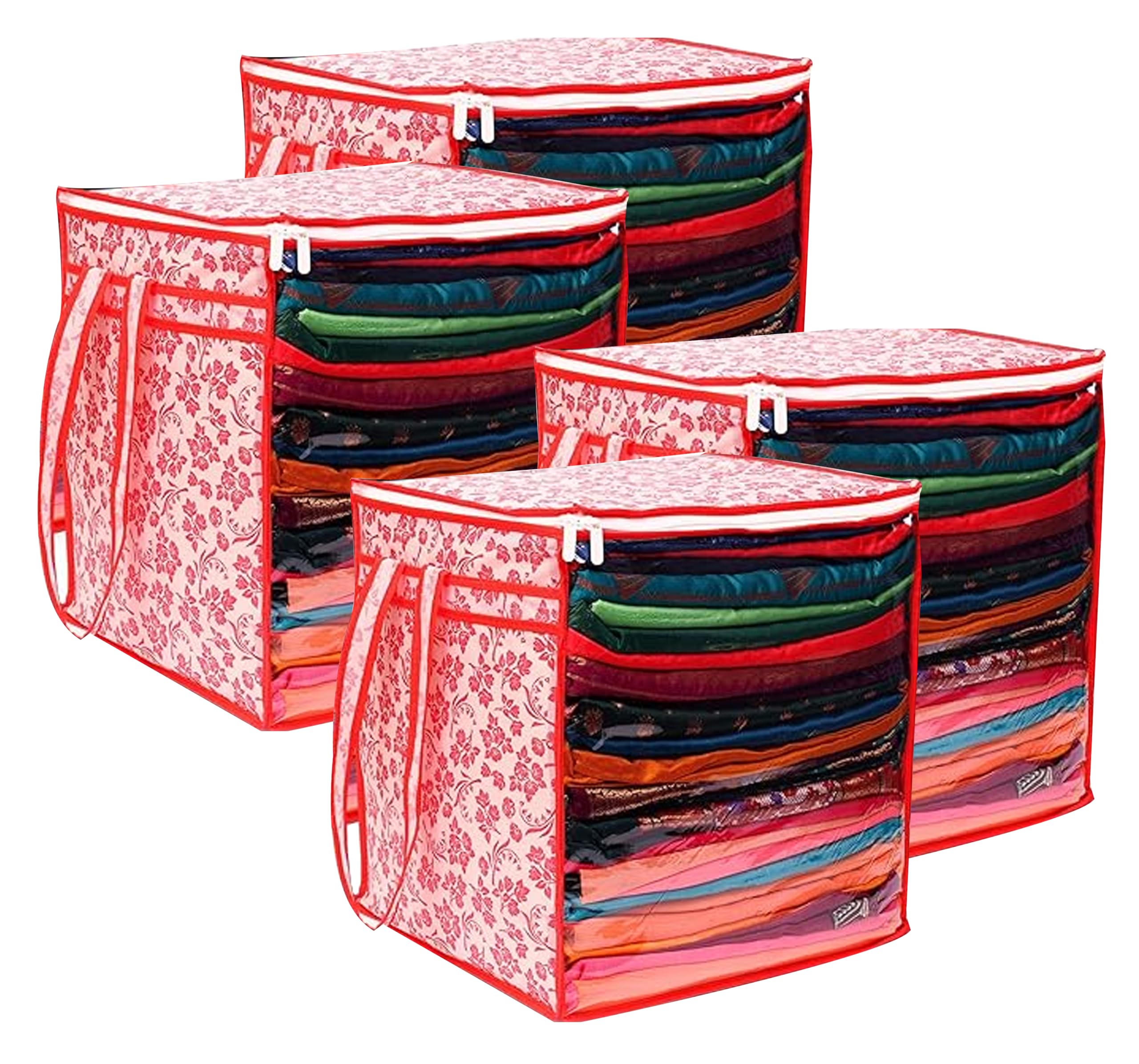 LAXIS Non-Woven Jumbo Saree Bags, Peach Color Saree Covers With Zip ...