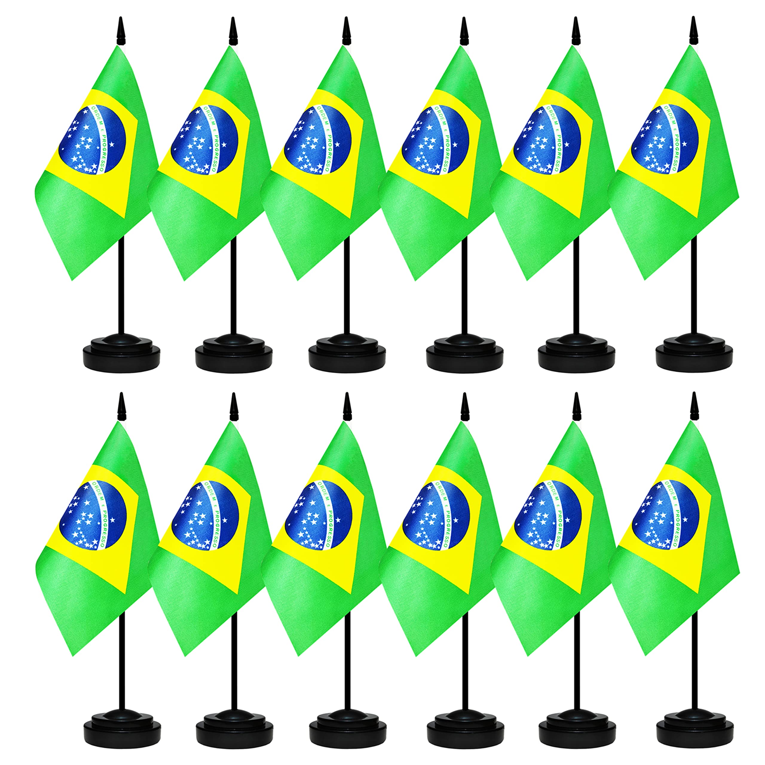 Brazil Flag Desk Flags WXTWK 12 Pack Brazil Flag Brazilian Desk Flag ...