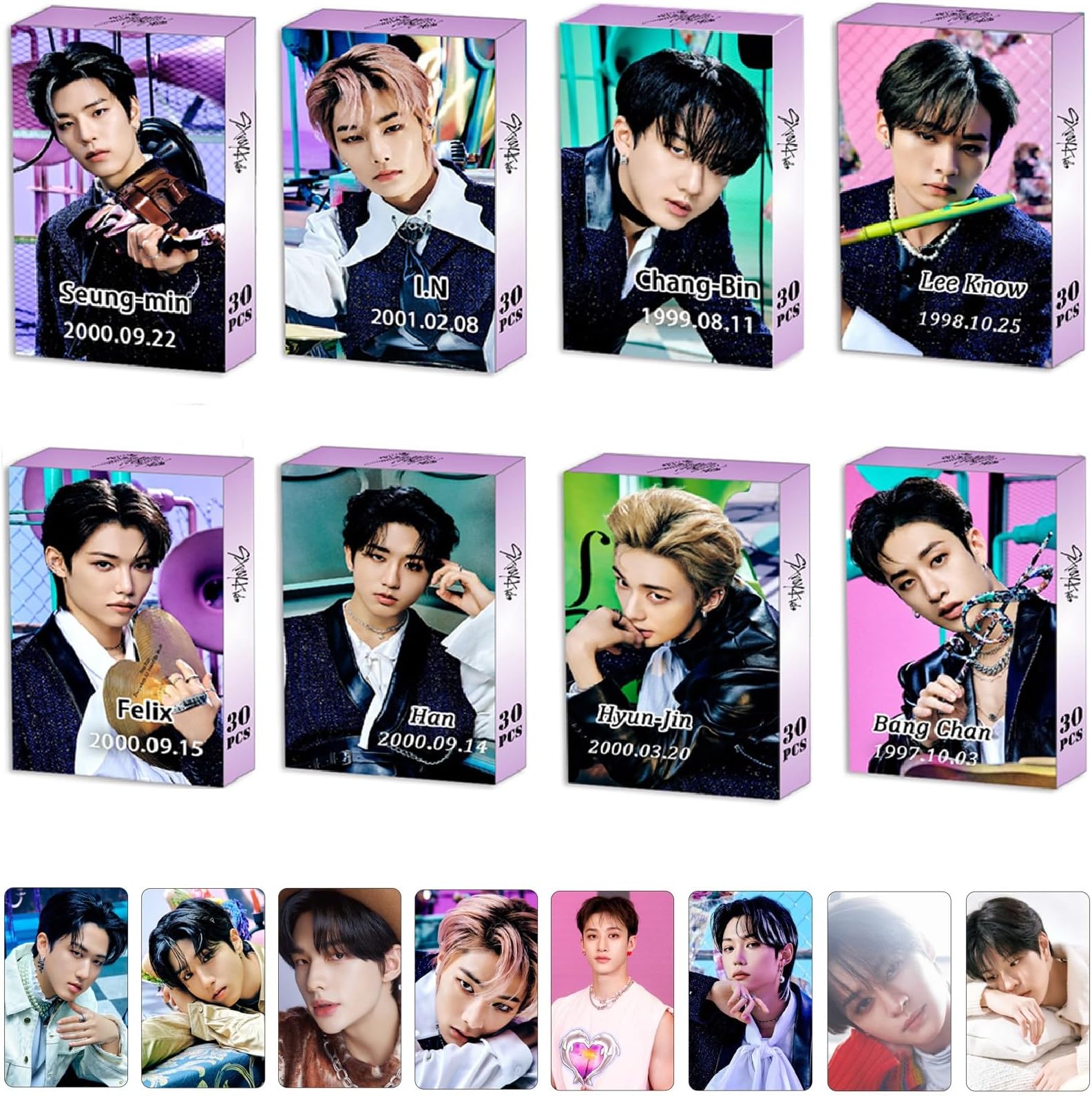 Amazon.com : YX&ST 5 Pack/150 Pcs Stray Kids Lomo Card KPOP Photocards ...