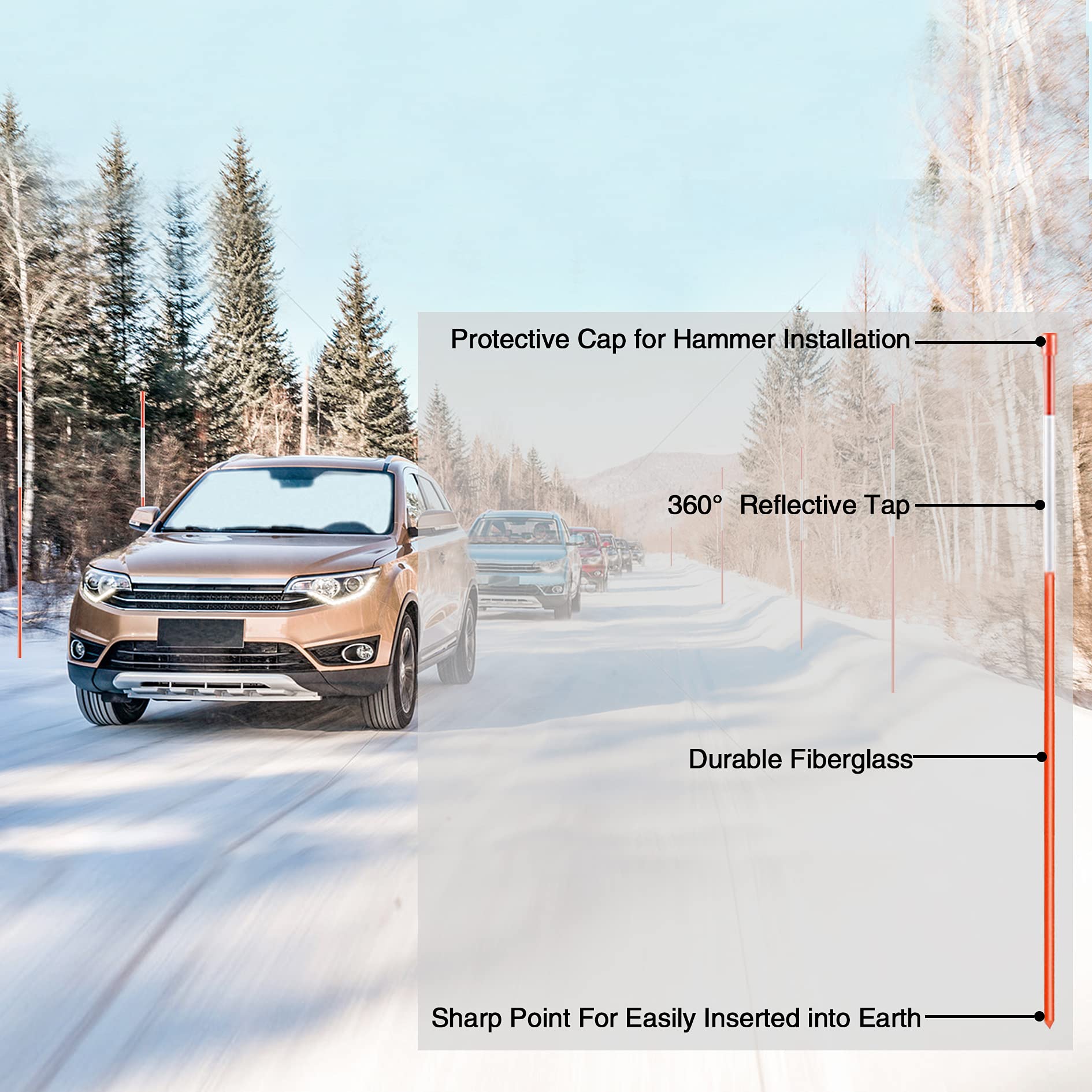 Snapklik.com : Elfinrm 48in Fiberglass Reflective Driveway Markers ...