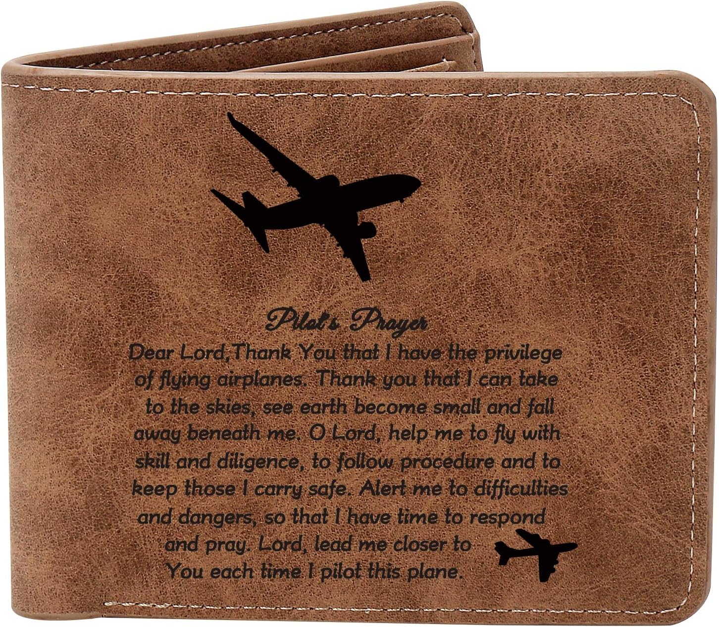 Amazon.com: THTCSQ Pilot Gift,Pilot’s Prayer Leather Wallet for Men ...