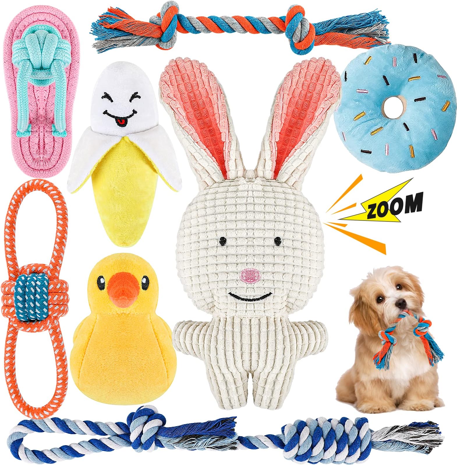 10 Pack Luxury Puppy Toys for Teething Small Dogs,Squeaky Plush Dog ...