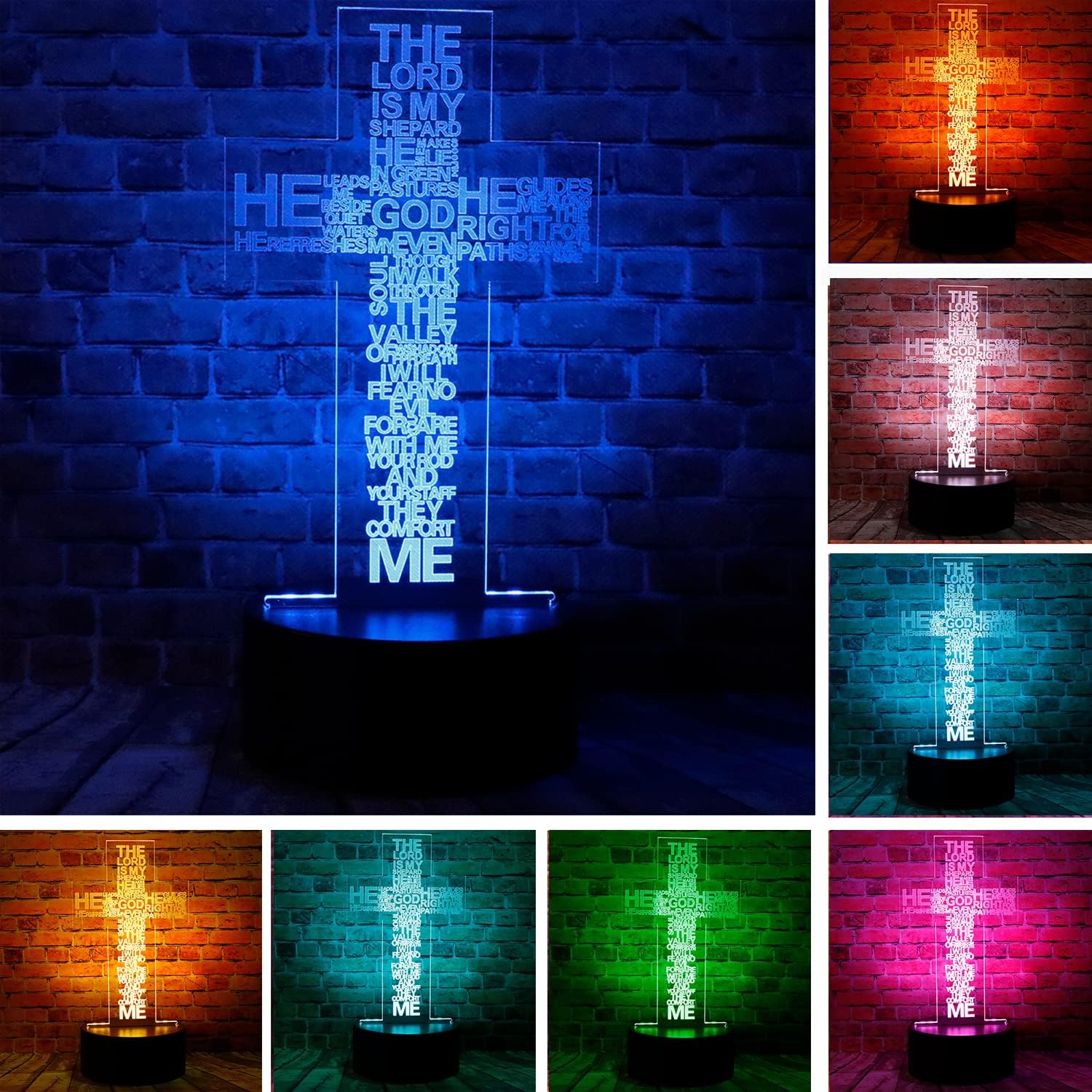 ganaixin Christ Jesus Cross 3D LED Optical Illusion Sleep Night Light ...