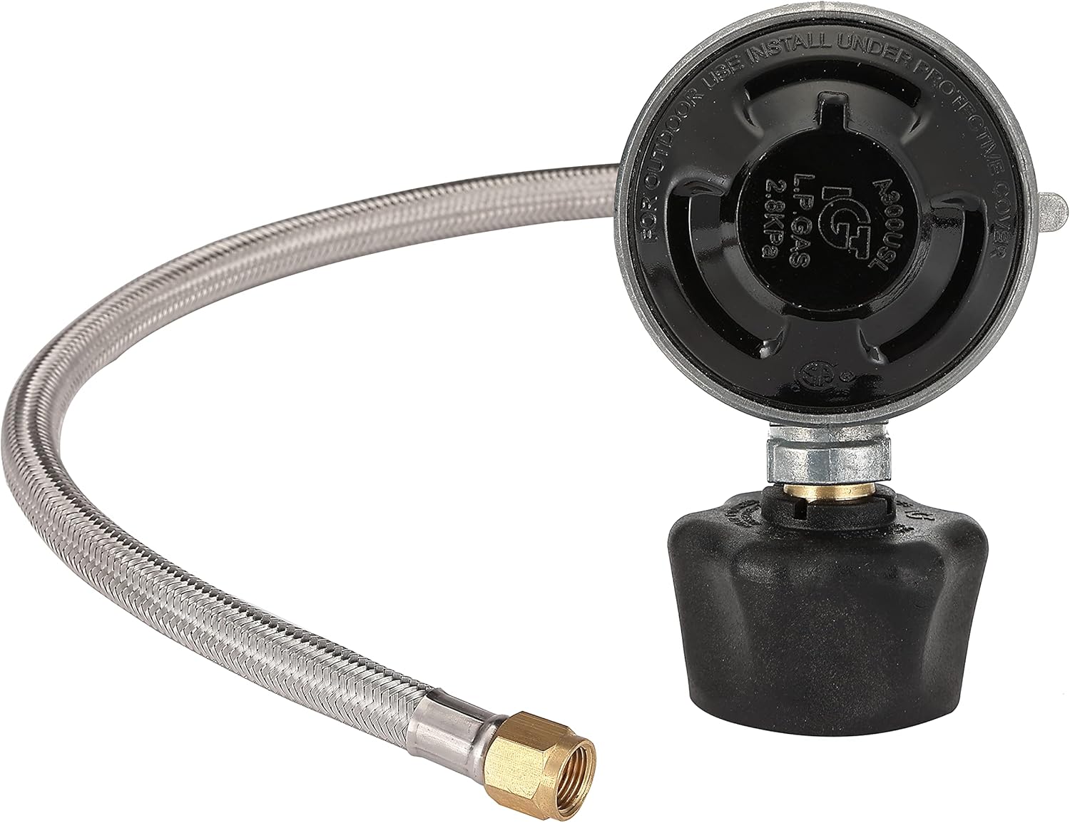Amazon.com : IGT Gas Regulator | 2 feet Stainless Steel Braided Hose ...