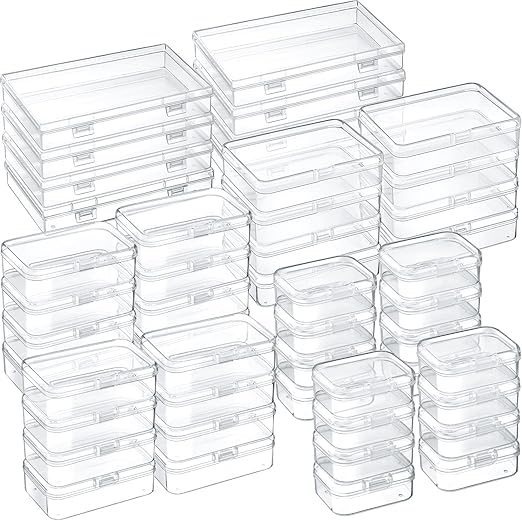 48 Pieces Mixed Sizes Small Plastic Box Empty Mini Clear Plastic ...
