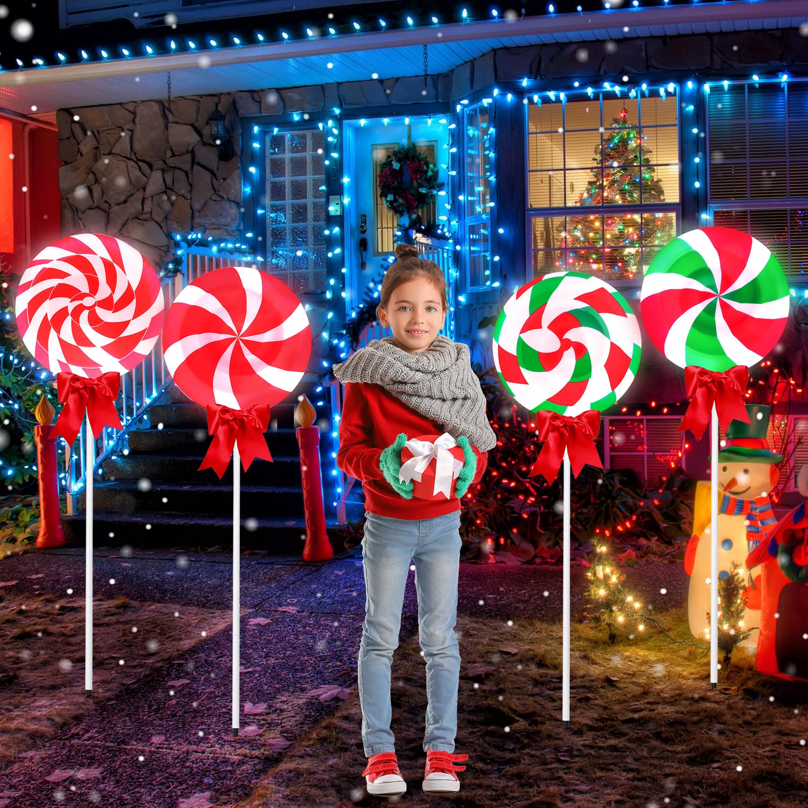 Led Peppermint Pathway Lights Lollipop Xmas Lights Candy Cane LED