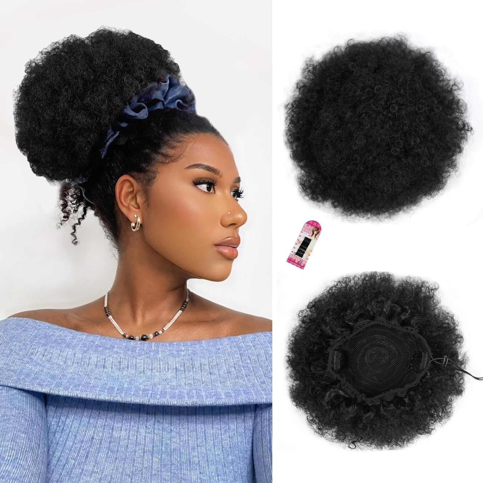 Amazon.com : TOBBST Afro Puff Drawstring Ponytail Extension for Black ...