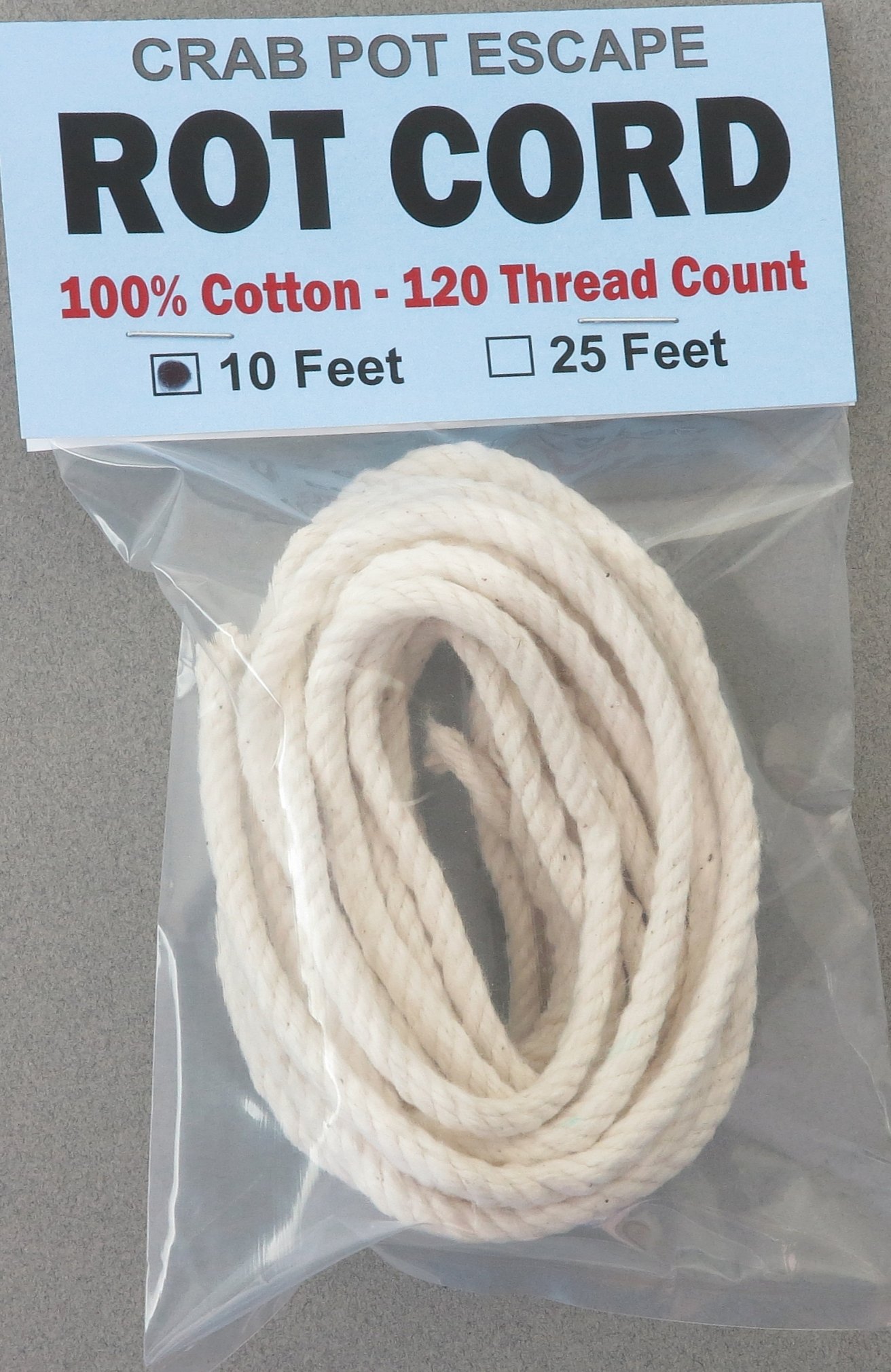 10' Crab Pot Escape Rot Cord - 100% Cotton - 120 Thread (10 Feet), Bait ...