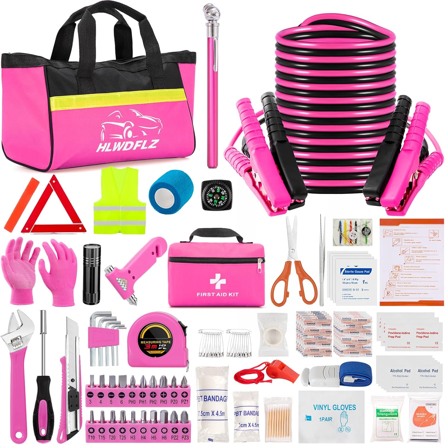 Amazon.com: HLWDFLZ Car Roadside Safety Kit - 129pcs Pink Winter ...
