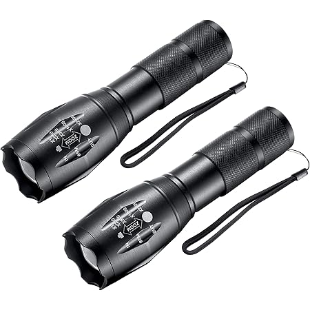 LETMY LED Tactical Flashlight S1000 PRO - 2 Pack Bright, Military Grade ...