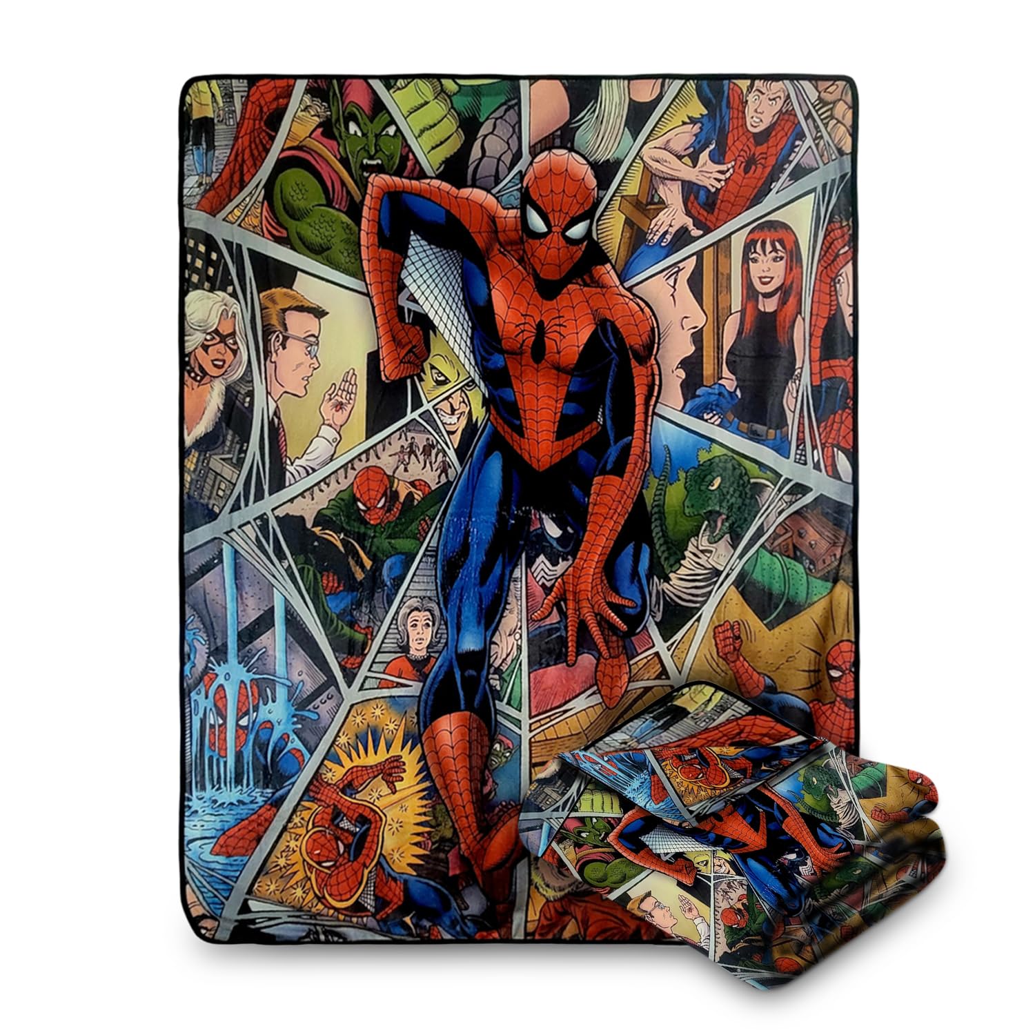 Marvel Legends Spider-Man Characters in Web Fleece Softest Comfy Throw ...