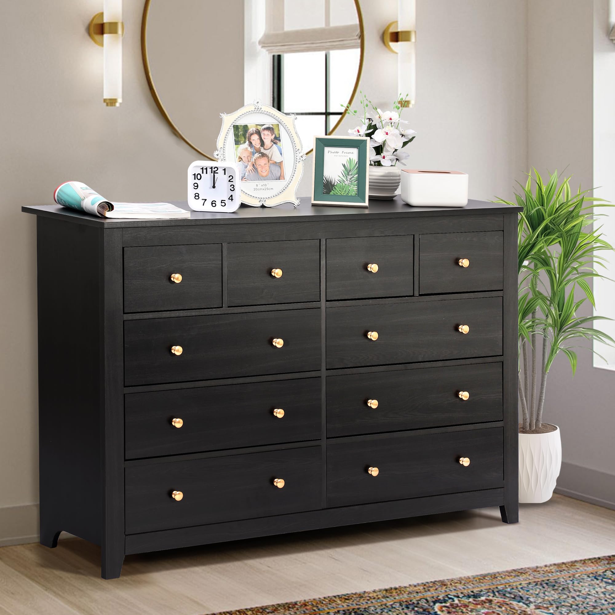 Amazon.com: TITIMO 10 Drawer Dresser for Bedroom,Wood Chest of Drawers ...