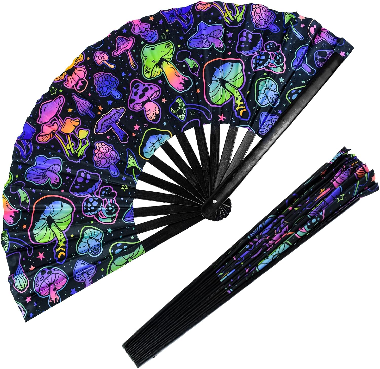 Rave Folding Fan, Large ‎UV Glow Rave Clack Folding Hand Fan Festival ...