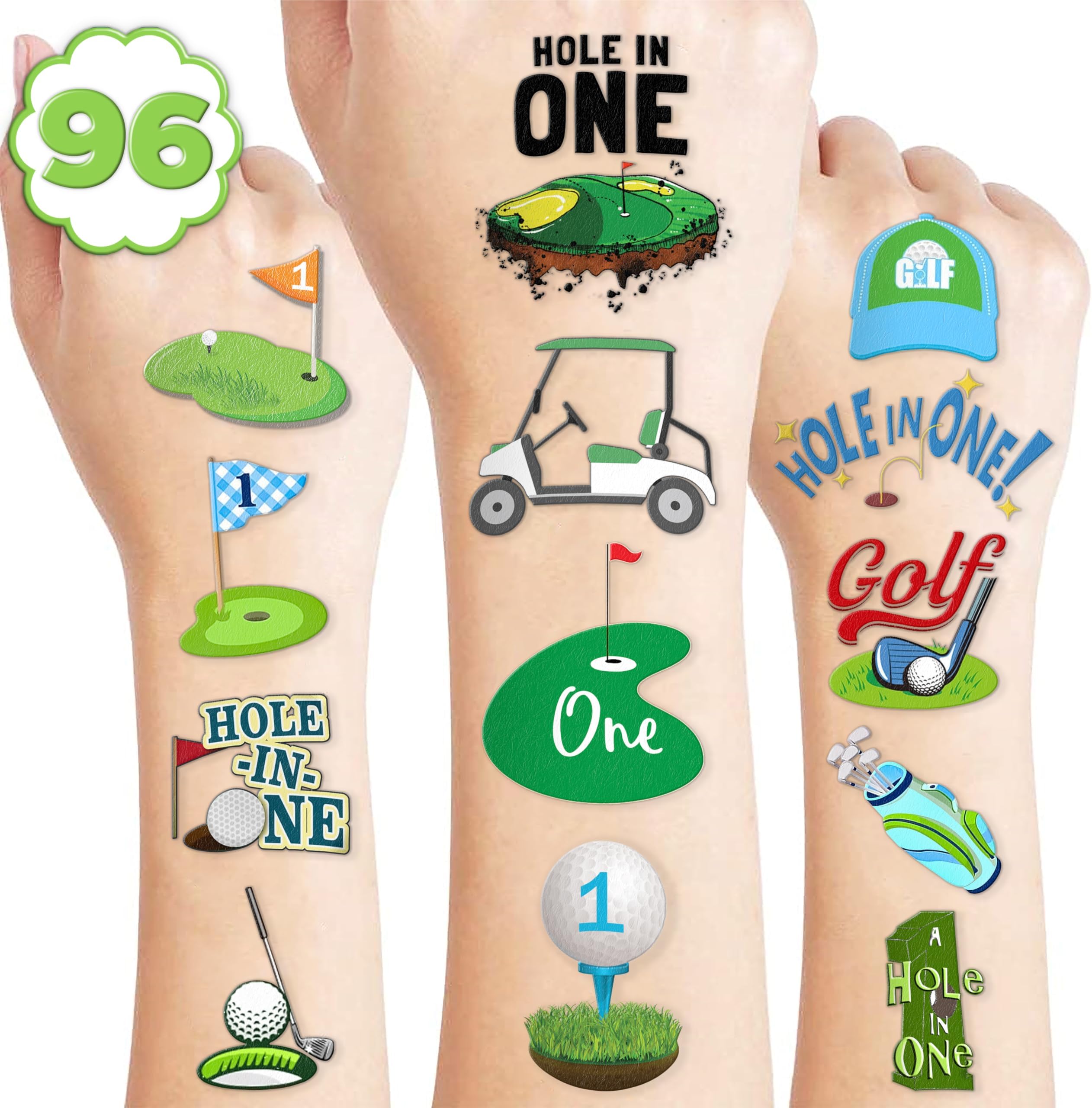 Amazon.com : 96PCS Golf Hole in One Temporary Tattoos Stickers Themed ...