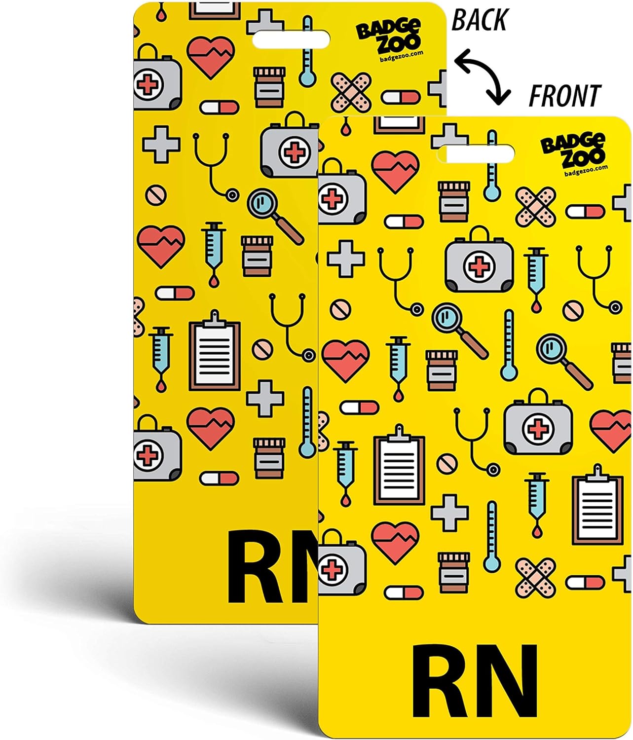 RN Badge Buddy Yellow With Medical Icons Vertical Badge Id Card For RN Badge Buddy Yellow With Medical Icons Vertical Badge Id Card For
