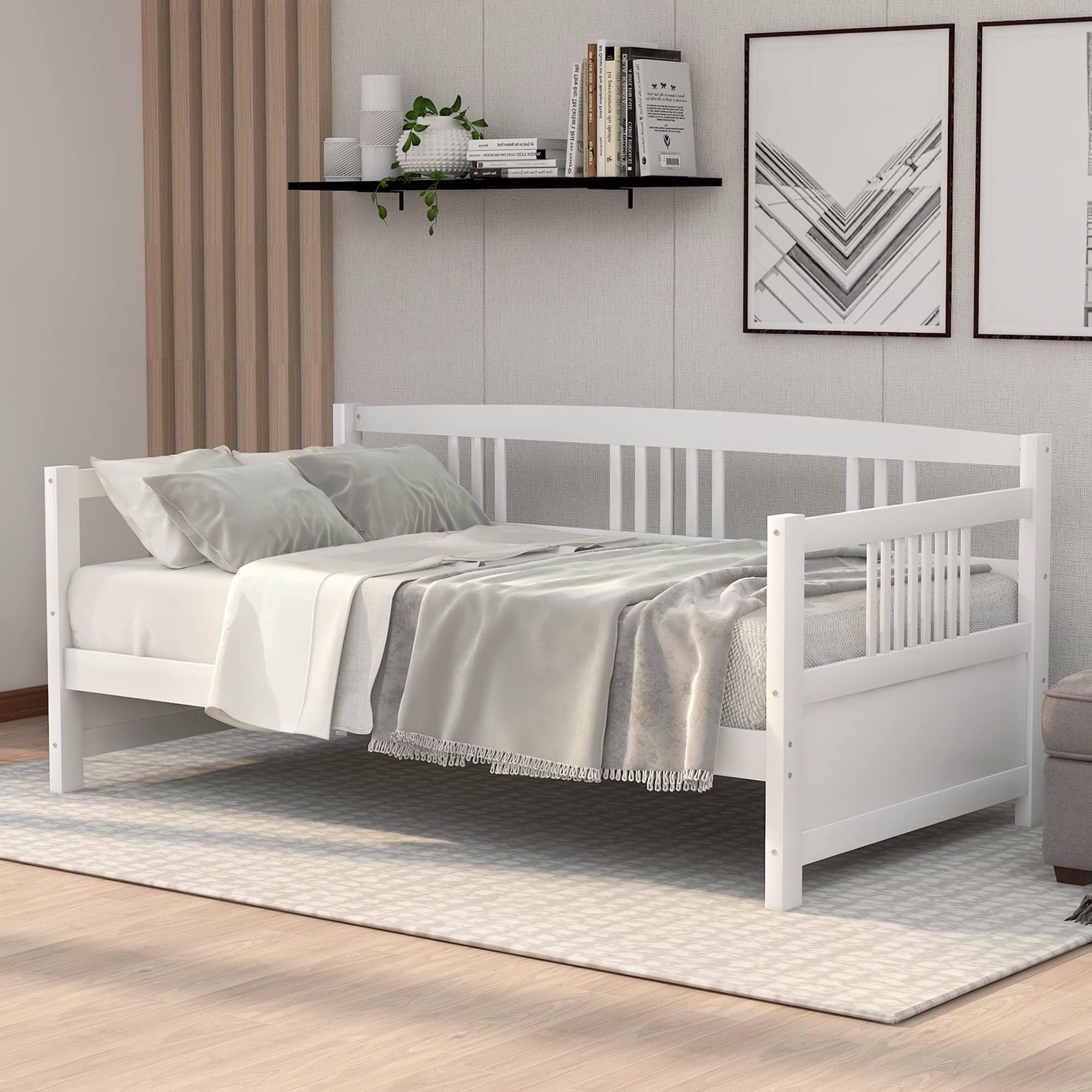 Amazon.com: Harper & Bright Designs Twin Size Wooden Daybed with Two ...