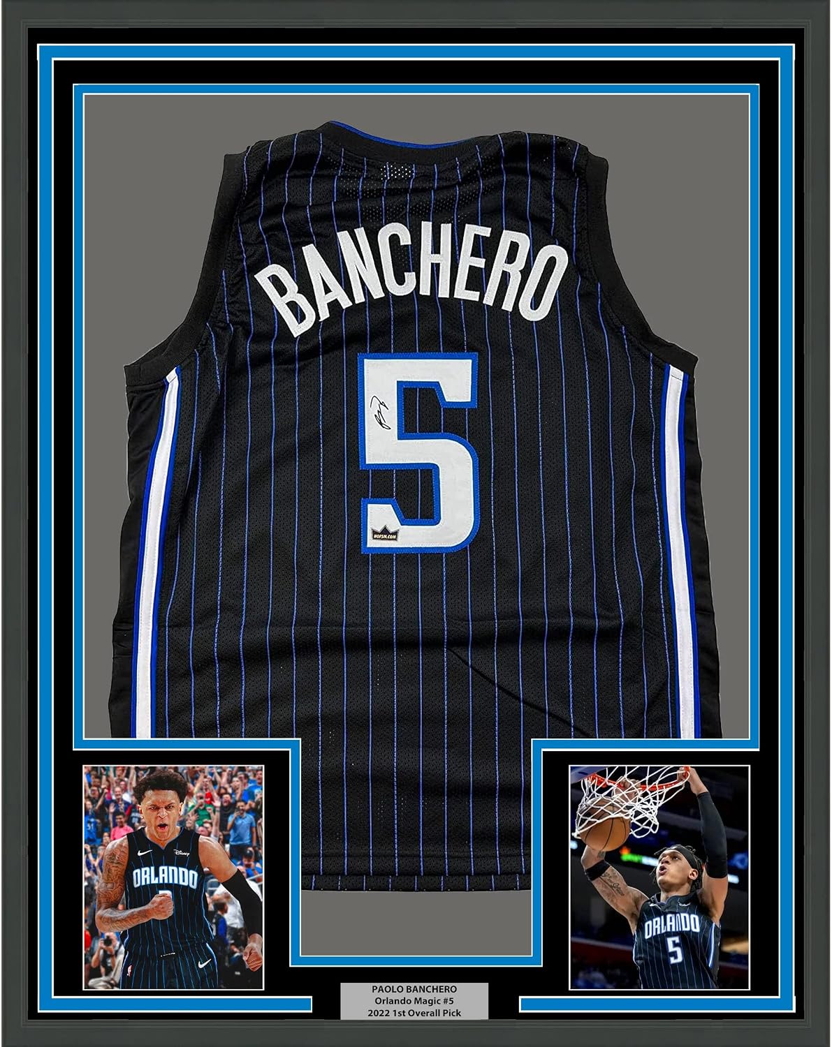Framed Facsimile Autographed Paolo Banchero 35x39 Orlando Black ...