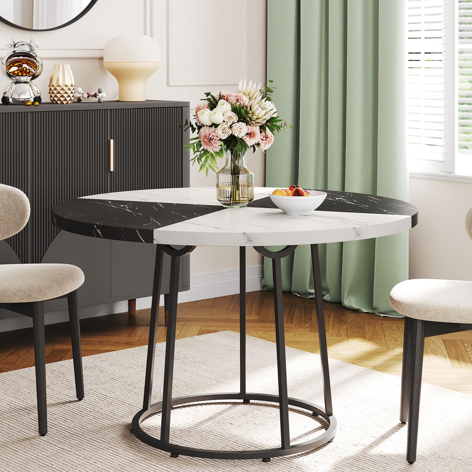 Amazon.com - ONBRILL Round Dining Table, 47.24 Inch Kitchen Table for 4 ...