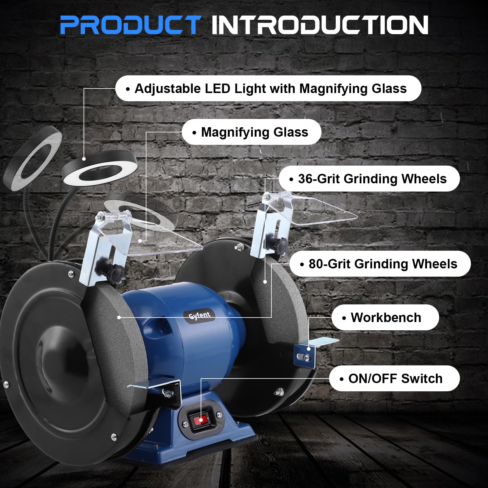 Snapklik.com : Gyfent Bench Grinder, 3.2-Amp 8-Inch High Speed Bench ...