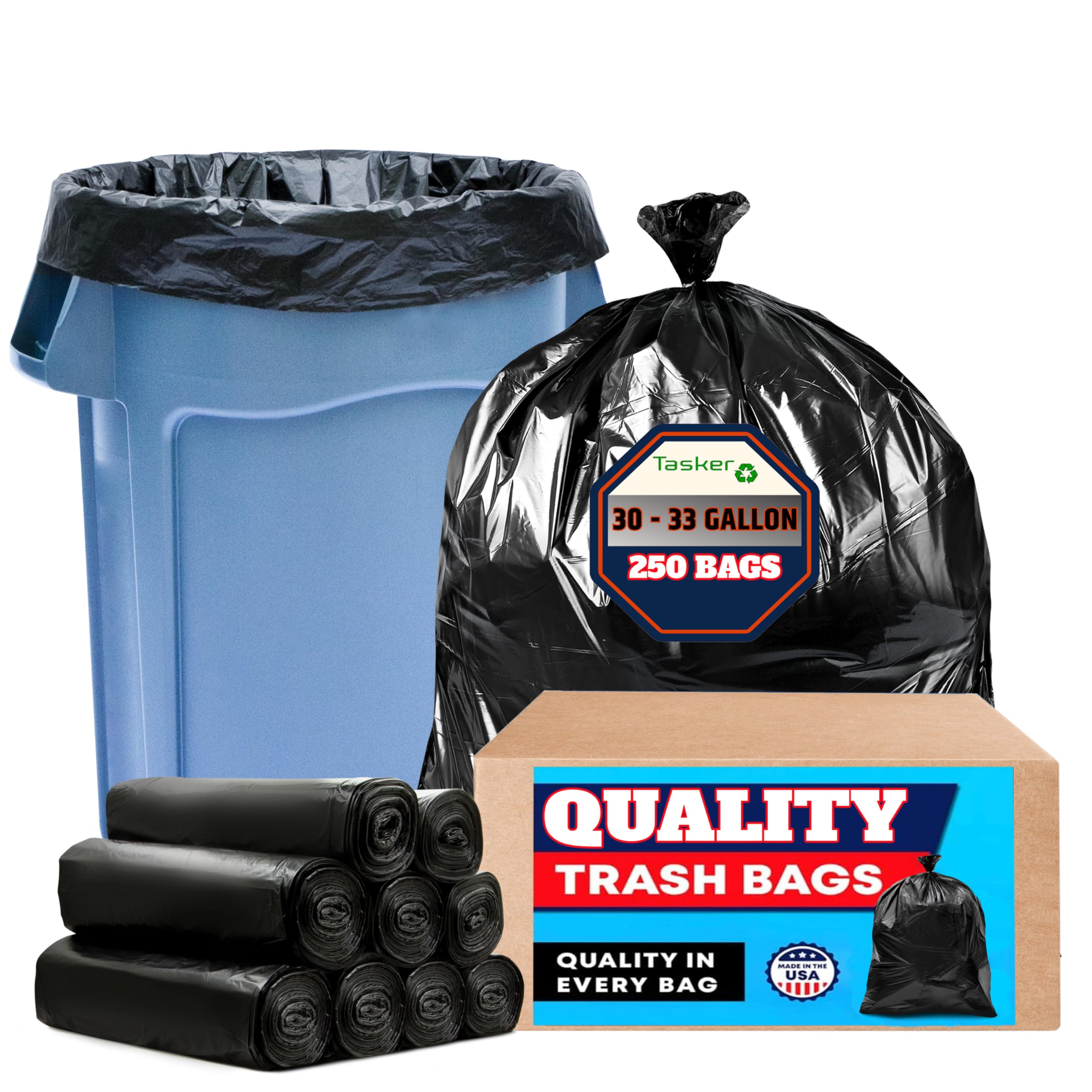 Snapklik.com : Tasker 30-33 Gallon Trash Bags Heavy Duty
