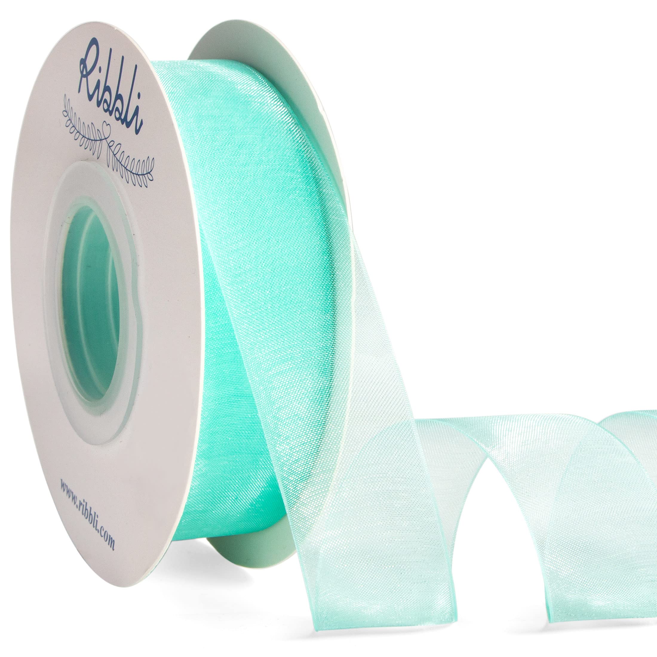 Amazon.com: Ribbli Aqua Blue Organza Ribbon,1 Inches x Continuous 50 ...