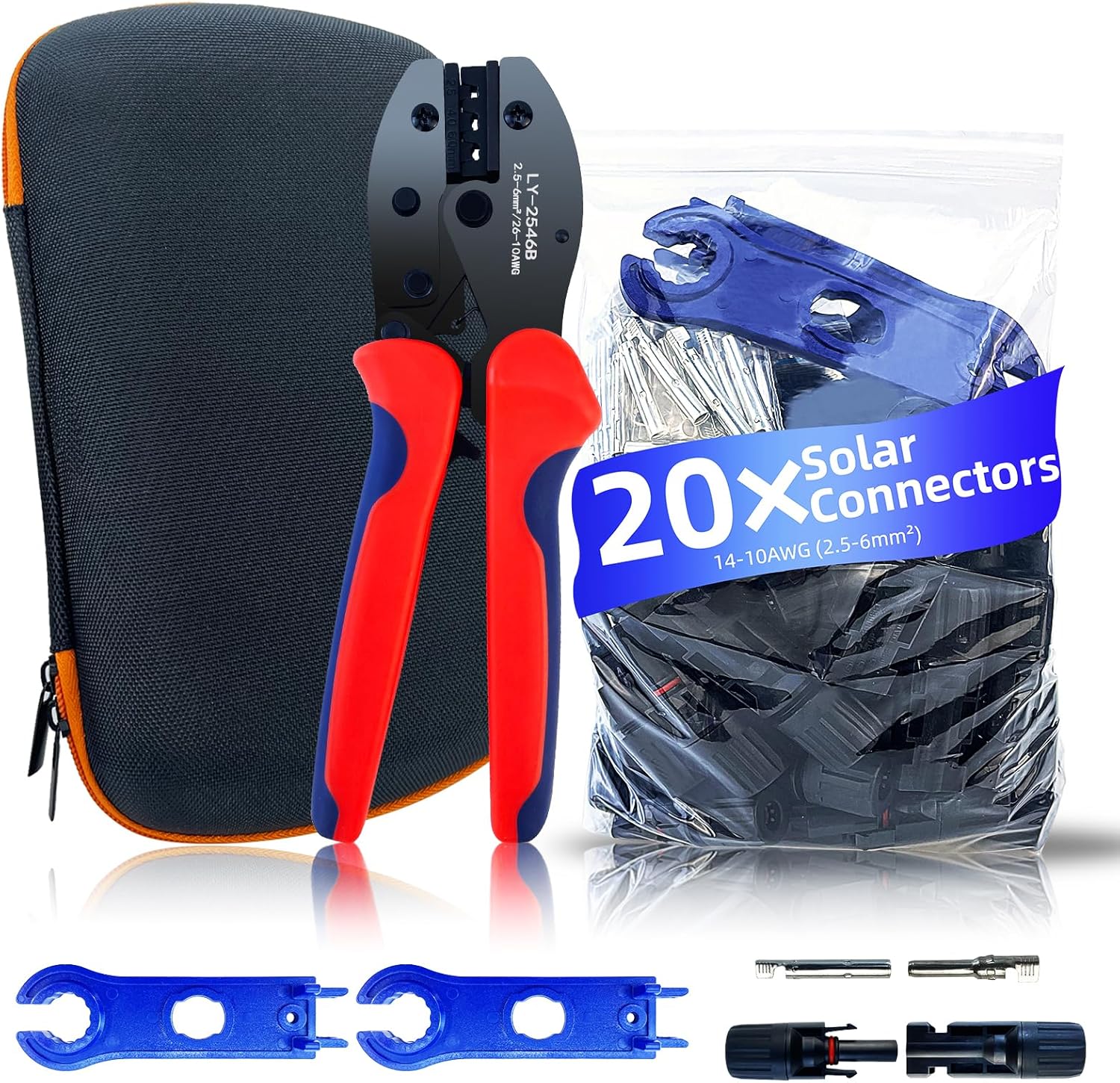 Amazon.com: Solar Crimping Tool Kit with Bag, 20 Pairs of Solar ...
