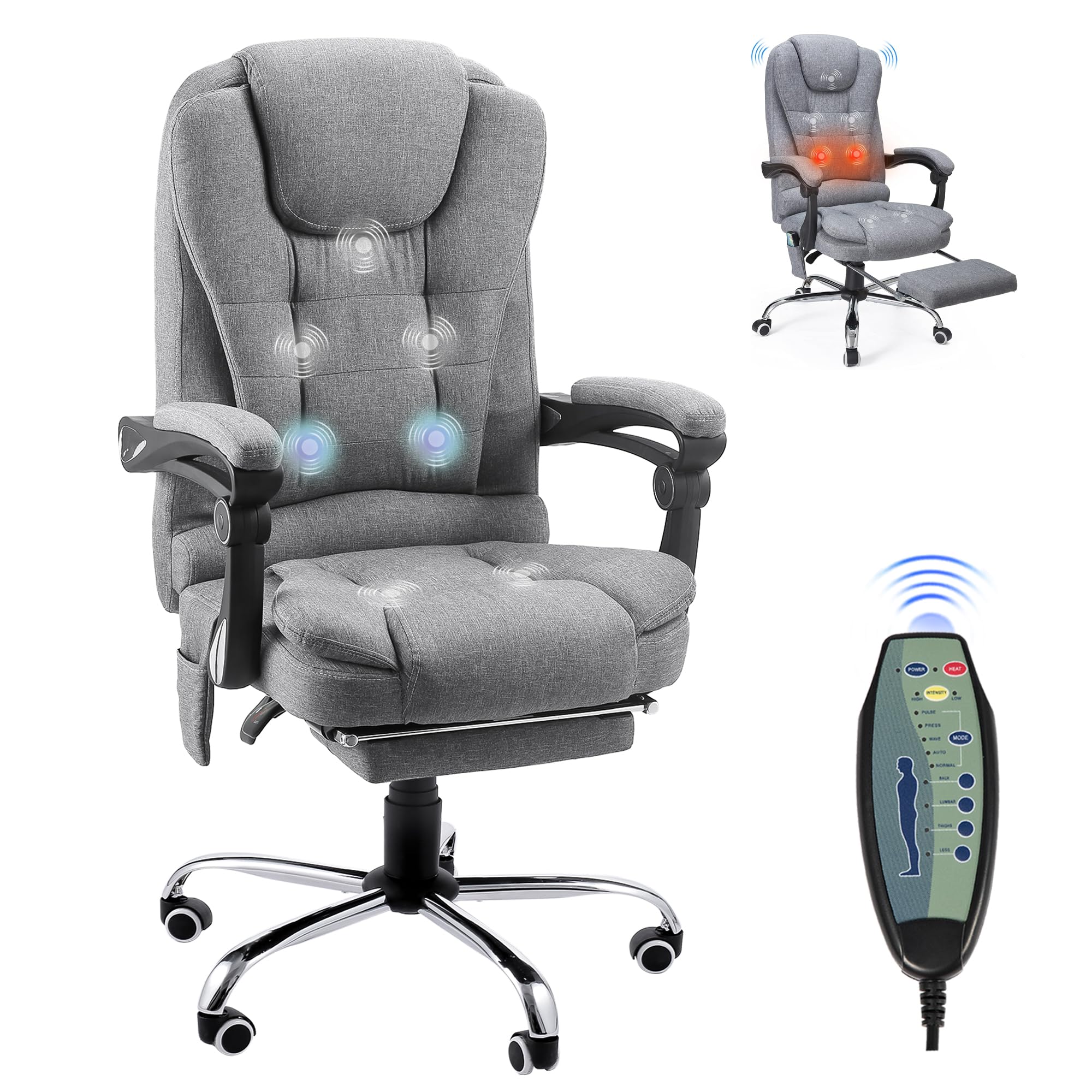 Amazon.com: Esright Heated Massage Office Chair with Footrest Massage ...