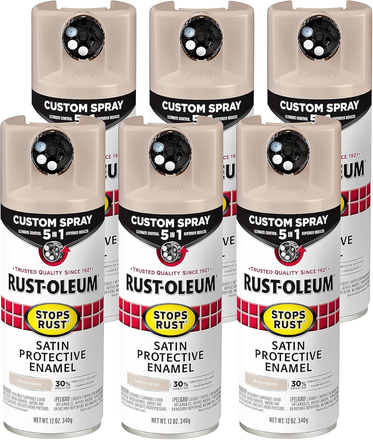 Rust-Oleum 376879-6PK Stops Rust Custom Spray 5-in-1 Spray Paint, 12 oz ...