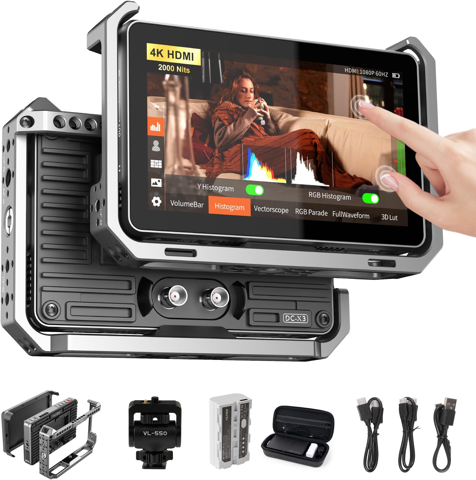 Amazon.com : VILTROX DC-X3 2000 Nits SDI Camera Field Monitor Kit with ...