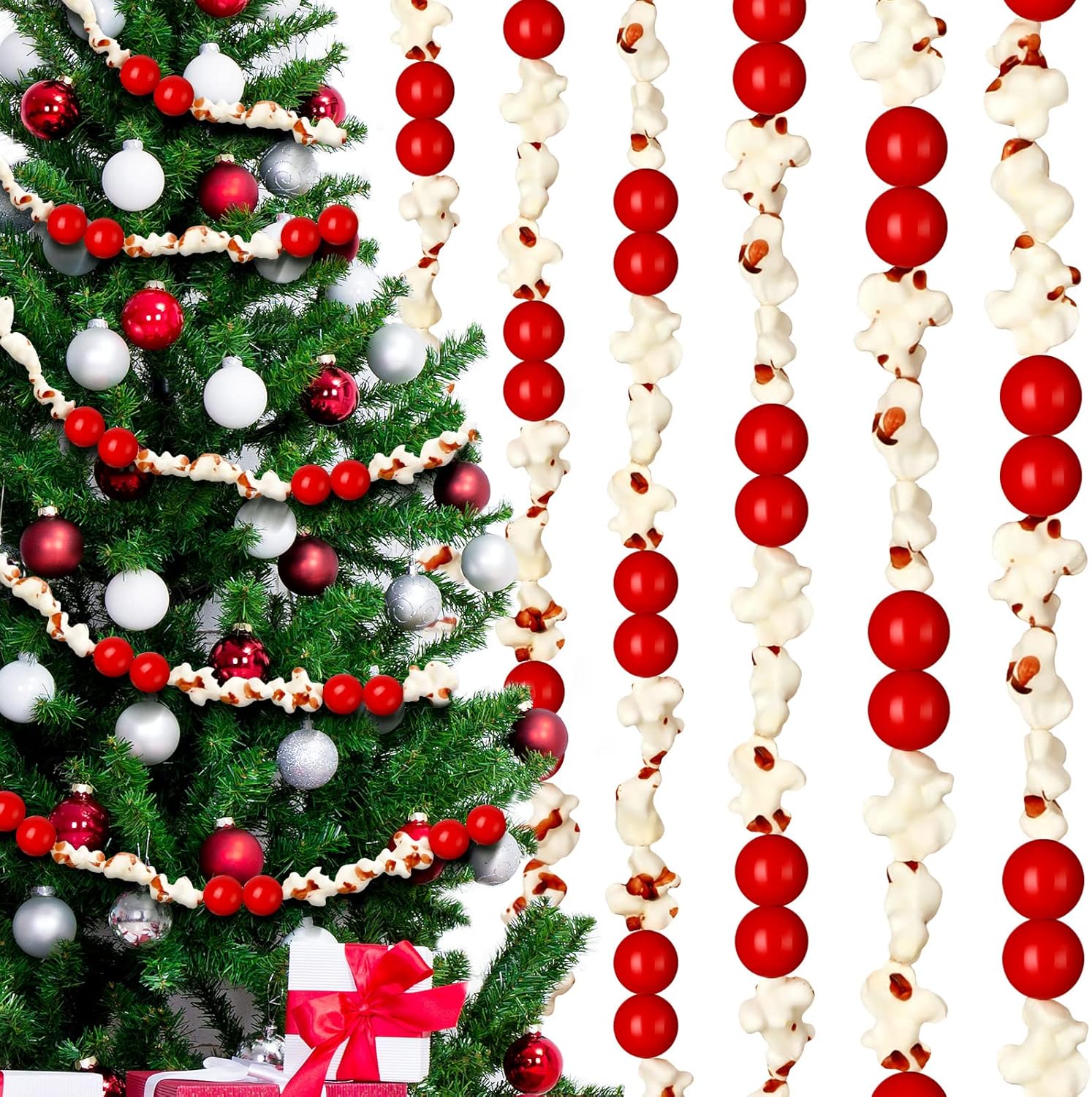 Amazon.com: 2 Set 9 Feet Artificial Popcorn Cranberry Garland Rustic ...