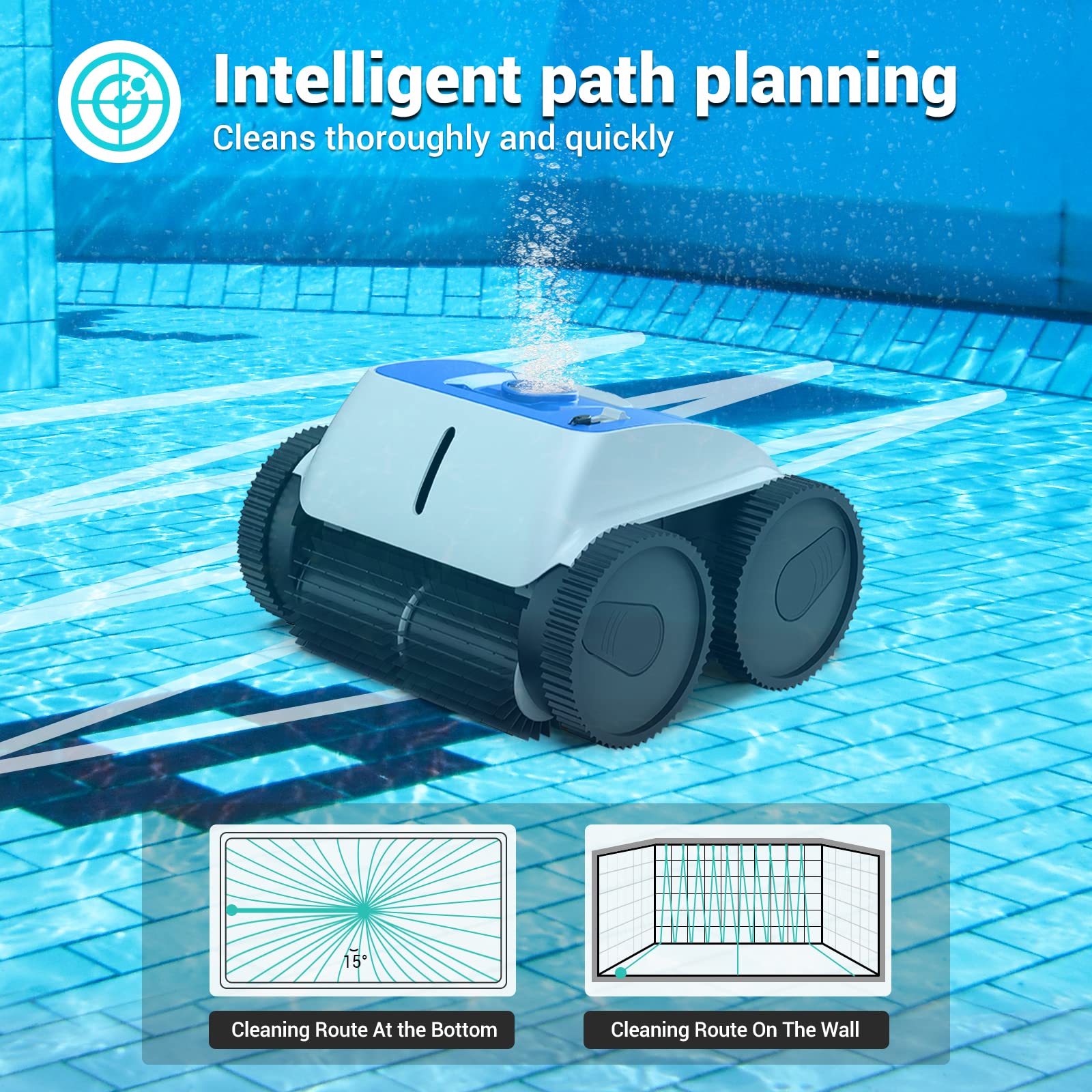 AIPER SMART Cordless Robotic Pool Cleaner, Wall-Climbing, Triple-Motor ...