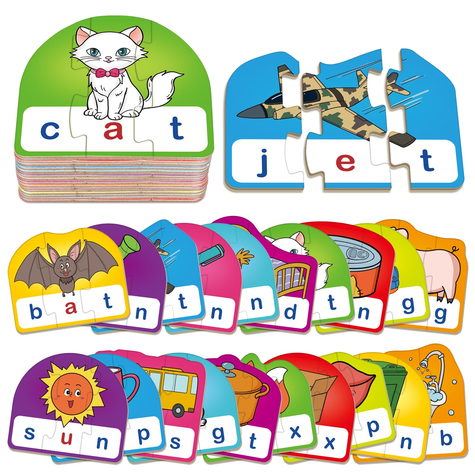 Amazon.com: HugHush CVC Puzzle Cards for Kids,CVC Word Games,Phonics ...